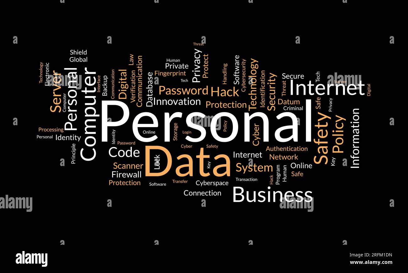 Word cloud background concept for Personal data. Digital safety ...