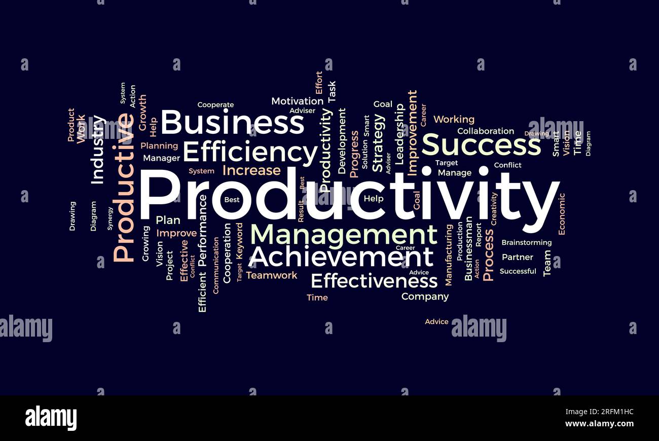 Word cloud background concept for Productivity. Business achievement ...