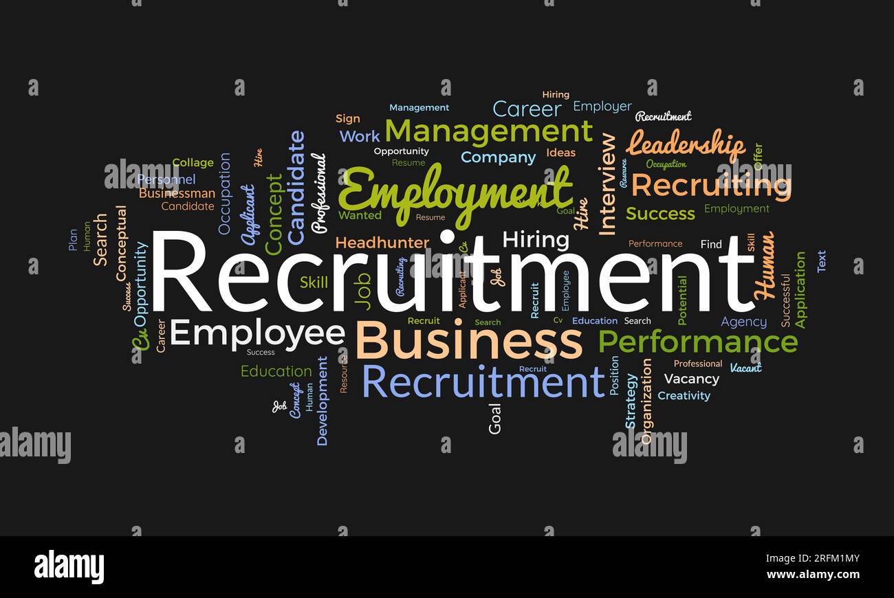 Word cloud background concept for Recruitment. Business employment ...