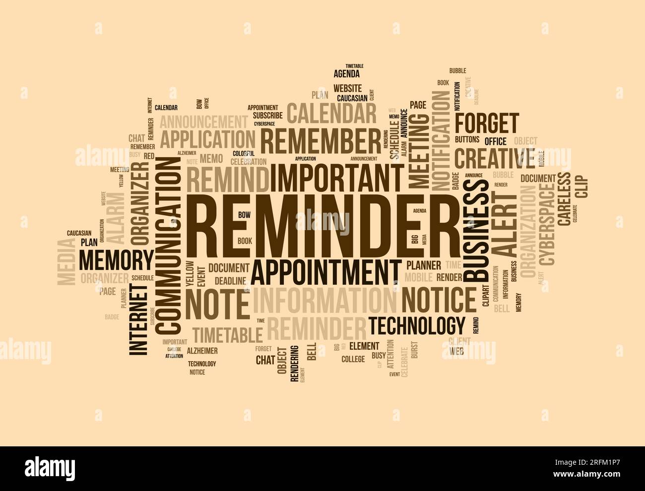 Word cloud background concept for Reminder. Important notice, business ...