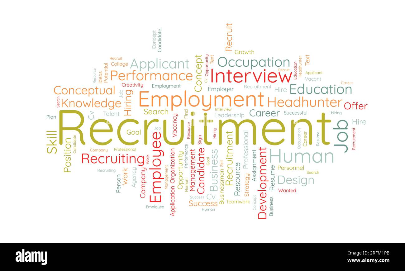 Word cloud background concept for Recruitment. Business employment ...