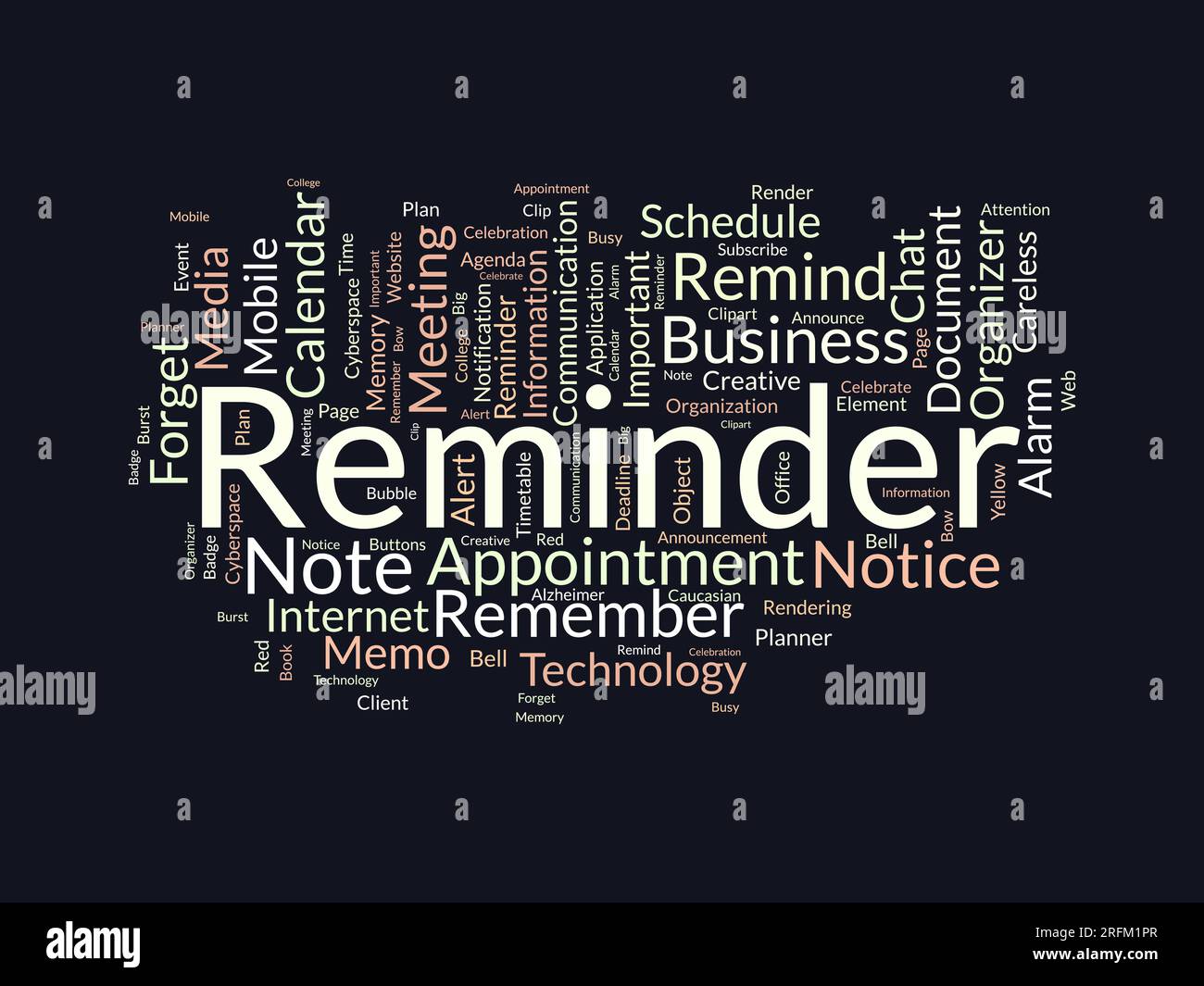 Word cloud background concept for Reminder. Important notice, business ...