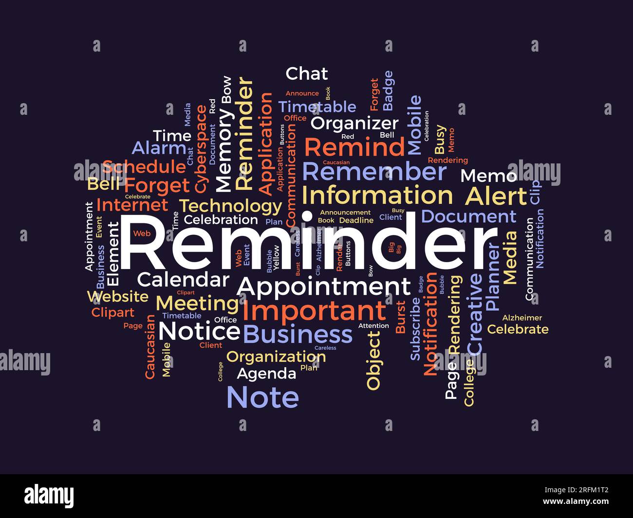 Word cloud background concept for Reminder. Important notice, business ...