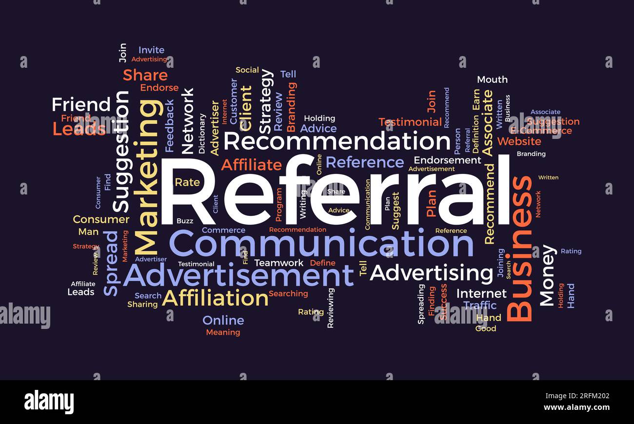 Word cloud background concept for Referrals. Business affiliate ...