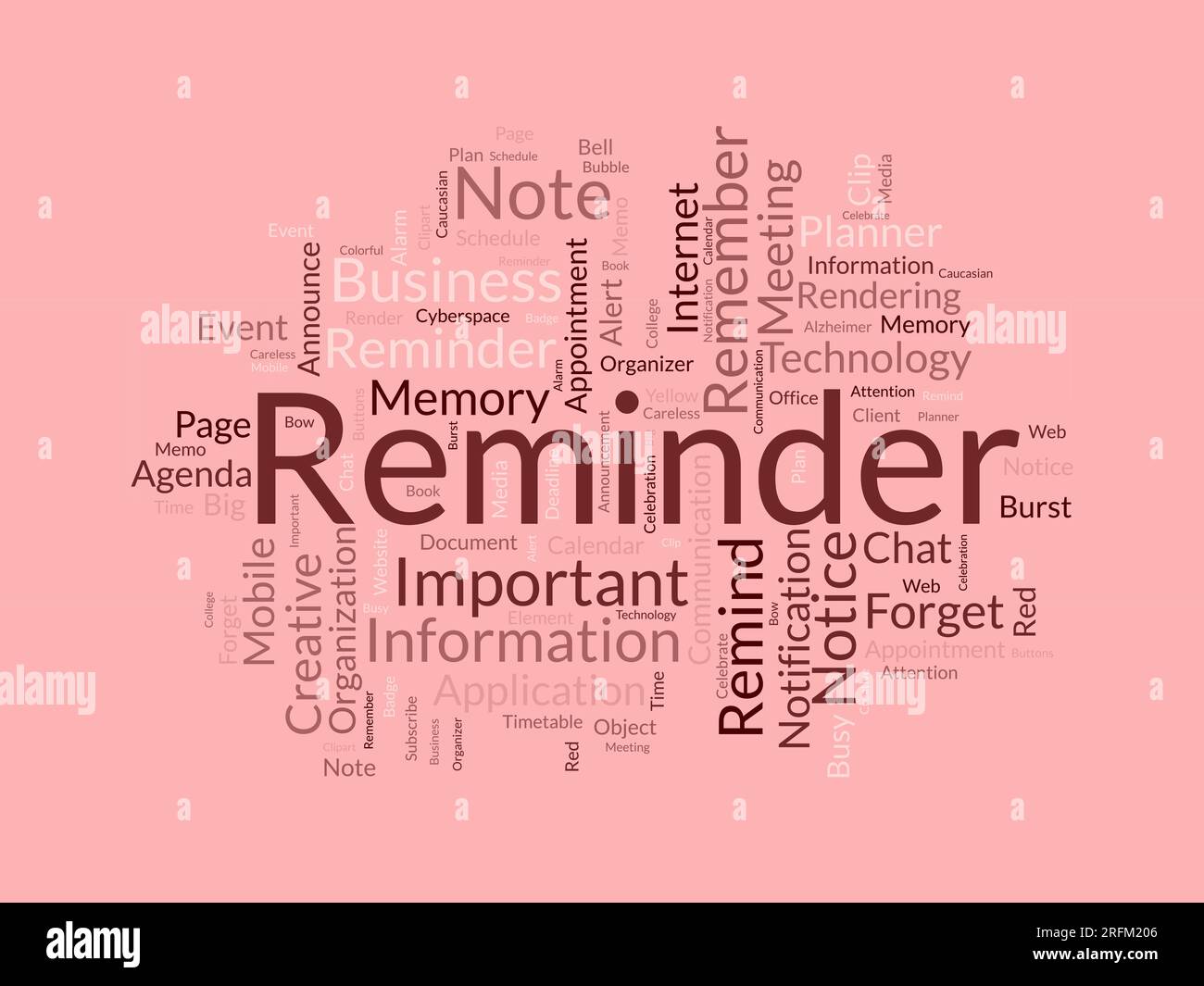 Word cloud background concept for Reminder. Important notice, business ...