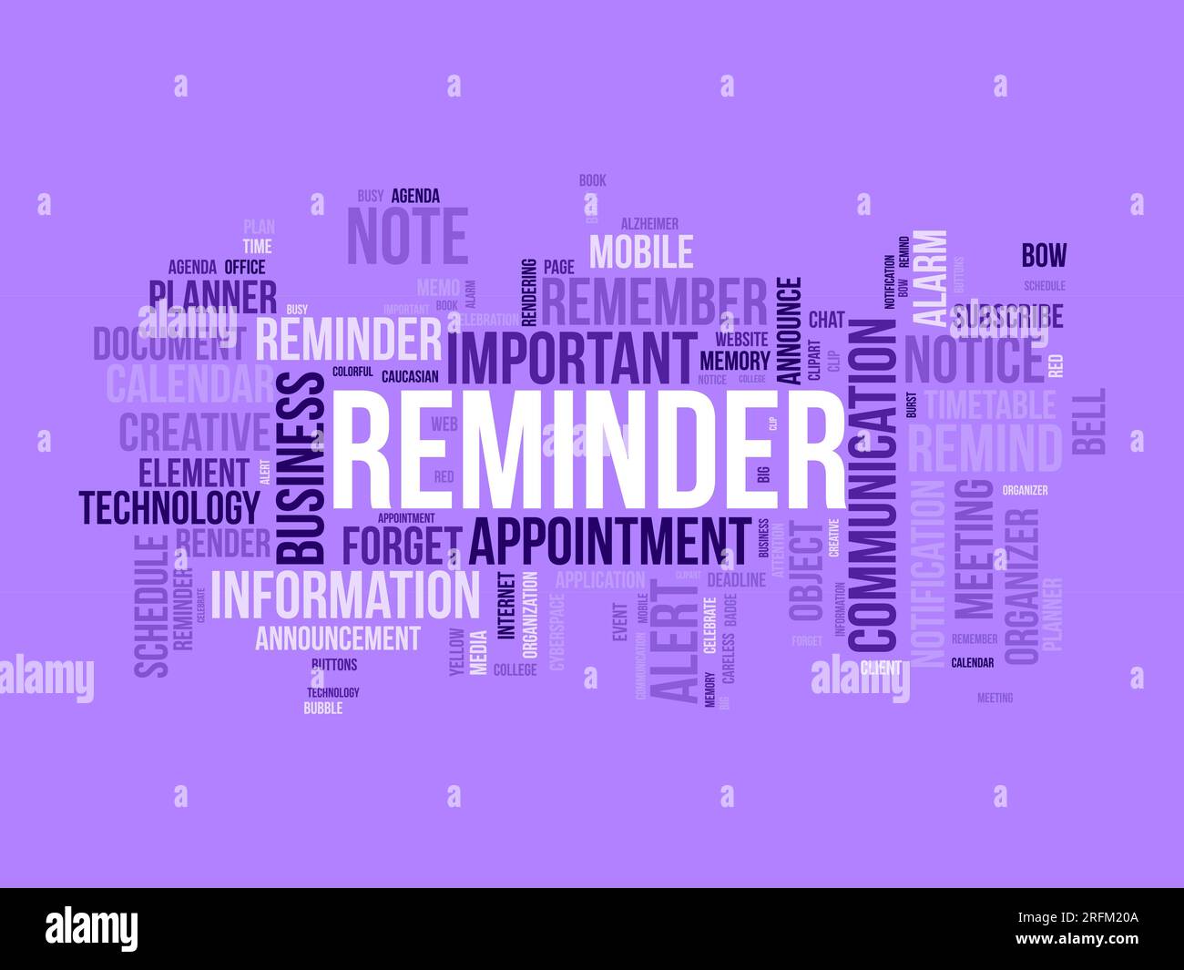 Word cloud background concept for Reminder. Important notice, business ...