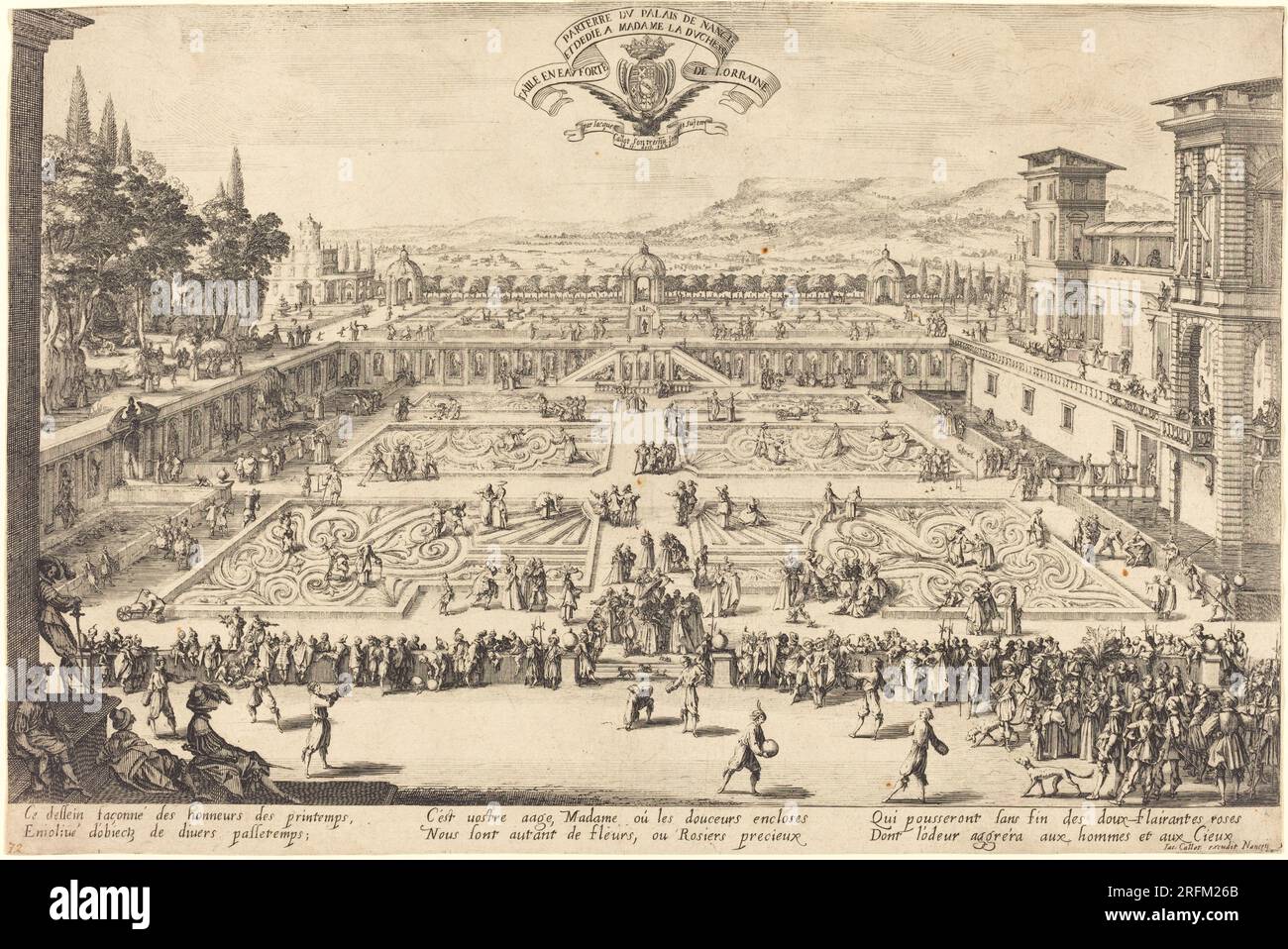 "Jacques Callot, The Palace Gardens at Nancy, 1625, etching, Gift of Miss Ellen T. Bullard, 1941 ...