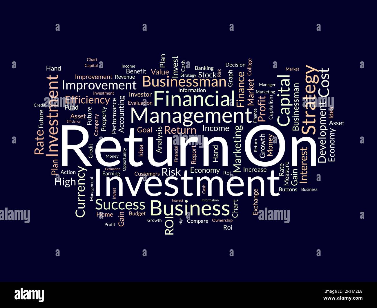 Word cloud background concept for Return on investment (ROI). Business ...