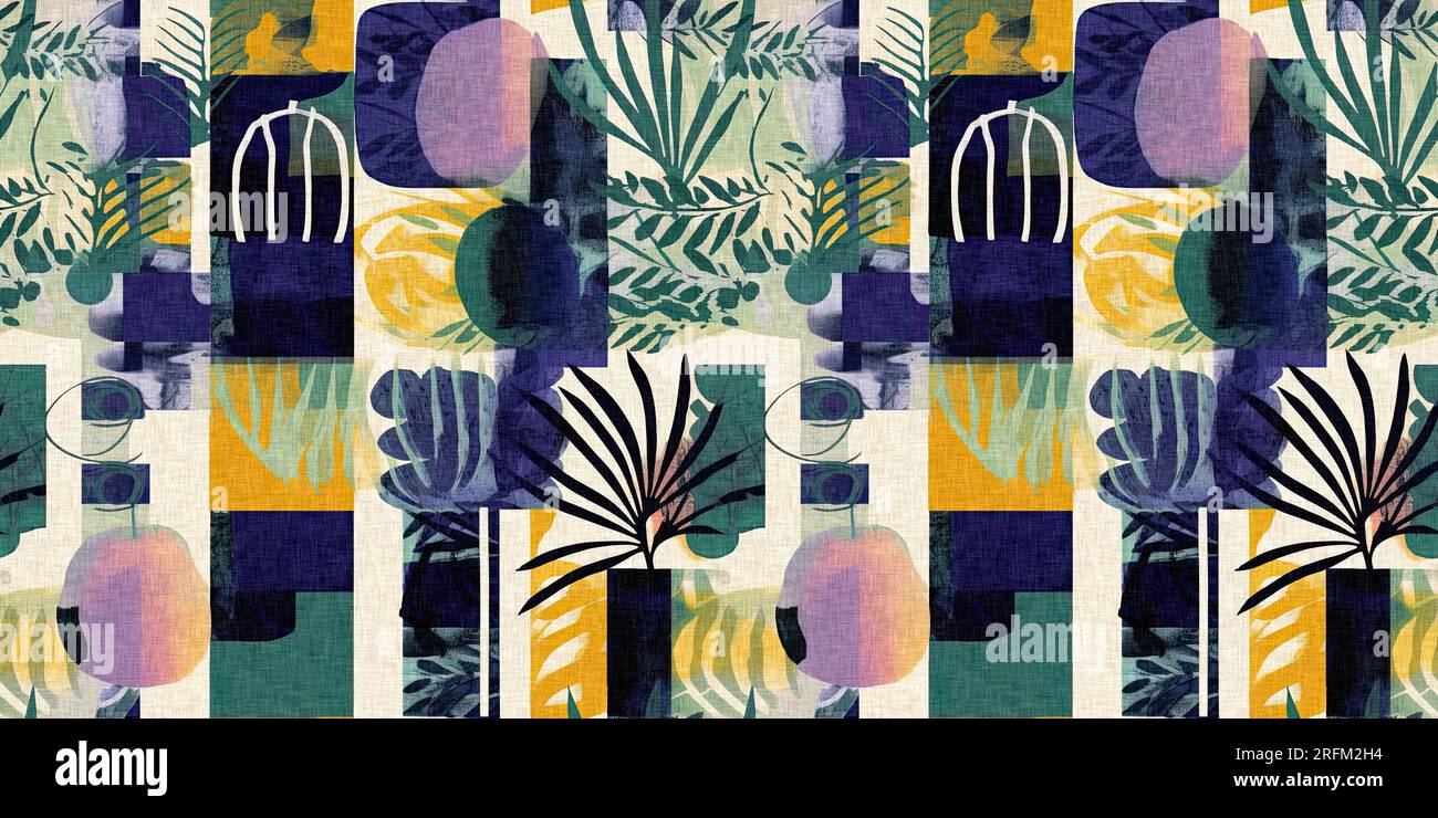 Modern fun pattern clash fabric border print for summer beach textile ...