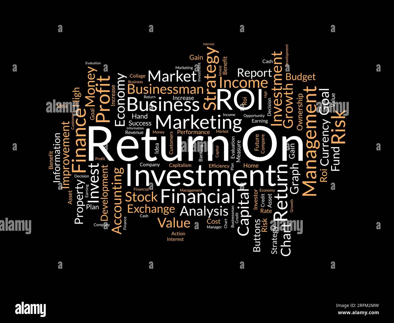 Word cloud background concept for Return on investment (ROI). Business ...