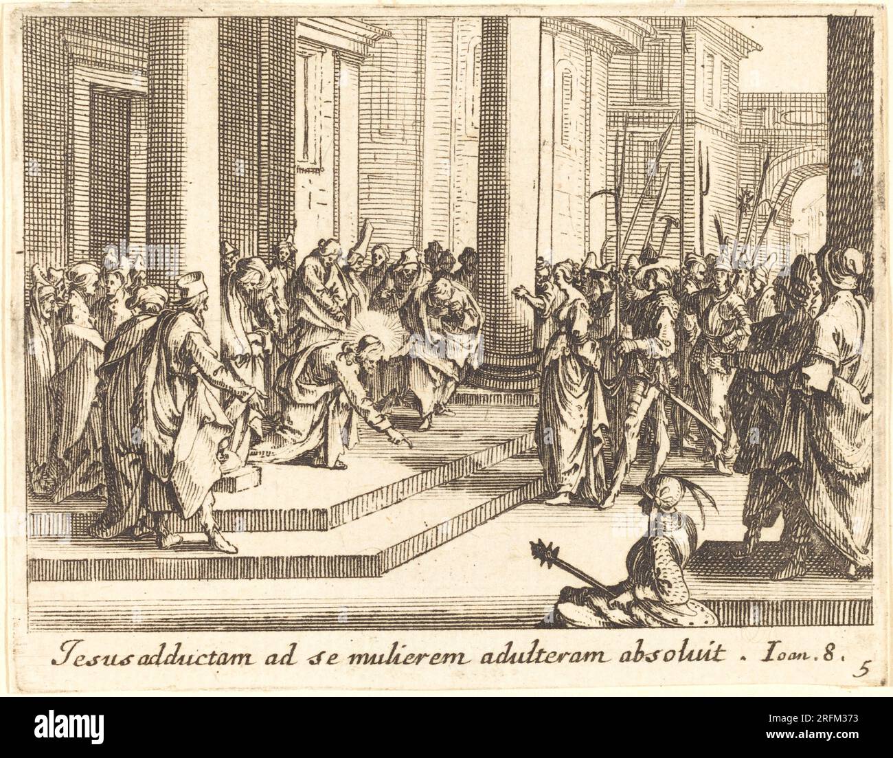 "Jacques Callot, Christ and the Woman Taken in Adultery, 1635, etching ...