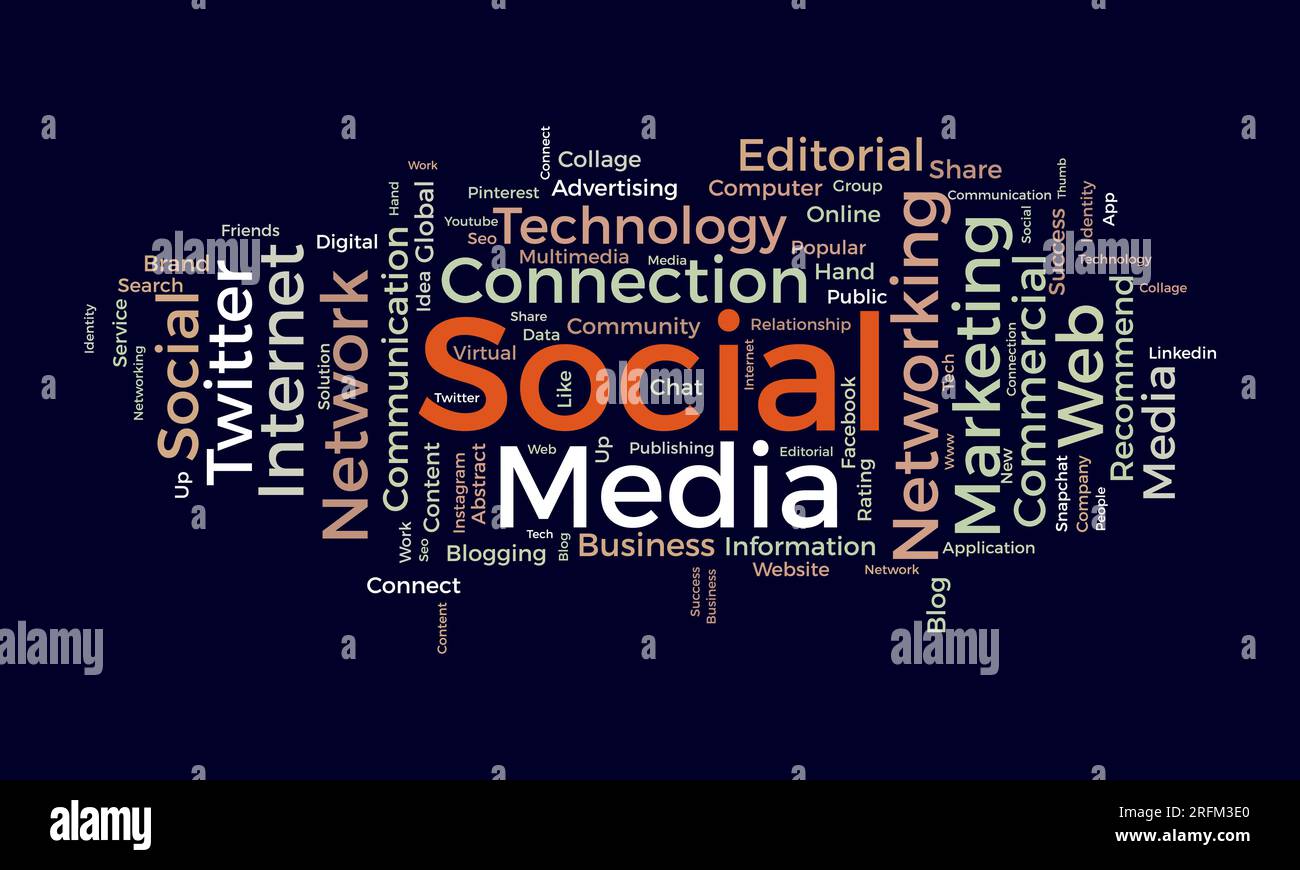 Word cloud background concept for Social media. Global online ...