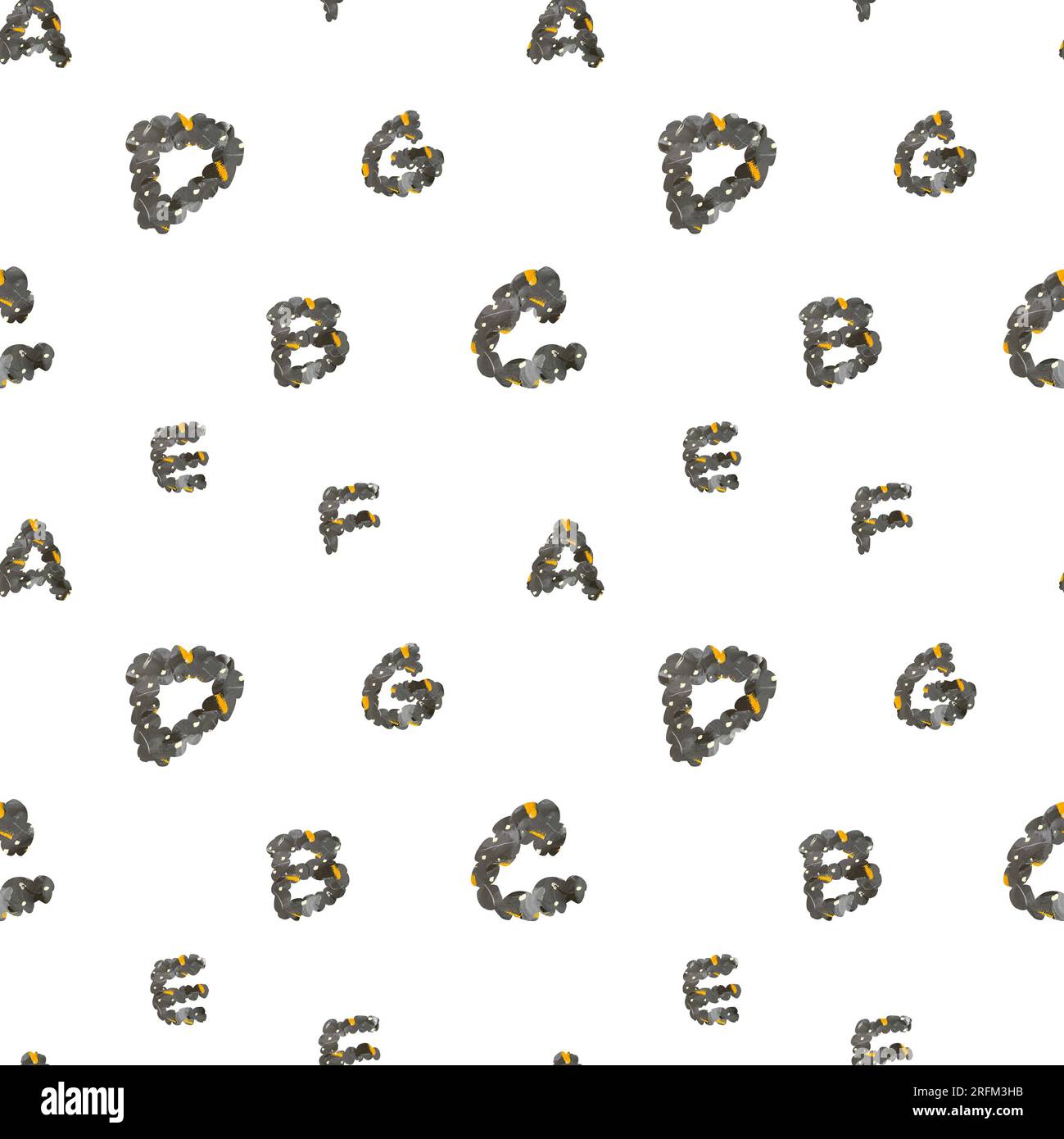 Alphabet letter grey yellow textured cute pattern Stock Photo - Alamy