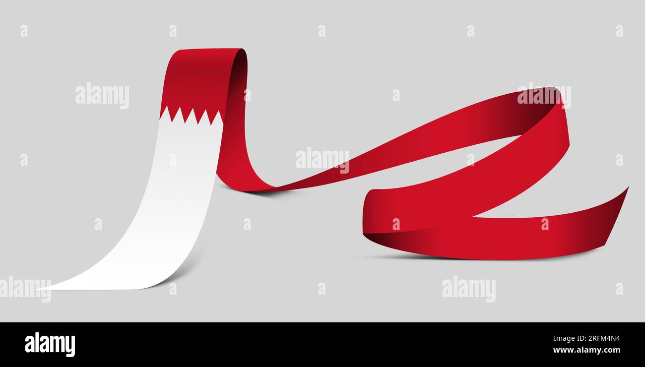 3D illustration. Flag of Bahrain on a fabric ribbon background Stock ...
