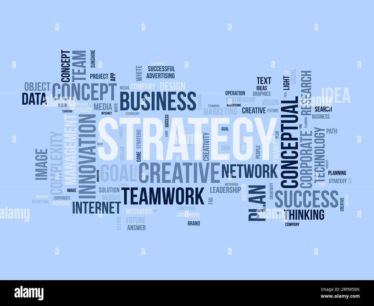 Word cloud background concept for Strategy. Business innovation success ...