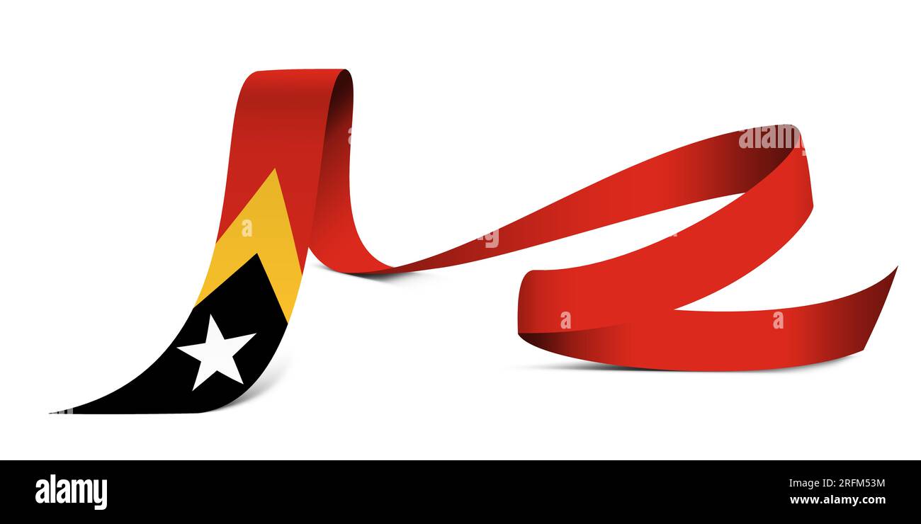 3D illustration. Flag of East Timor on a fabric ribbon background Stock ...