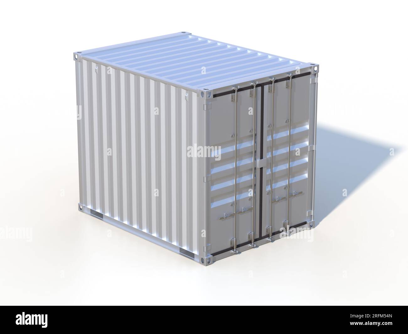 Ship cargo container 10 feet length. Silver grey metallic freight box ...