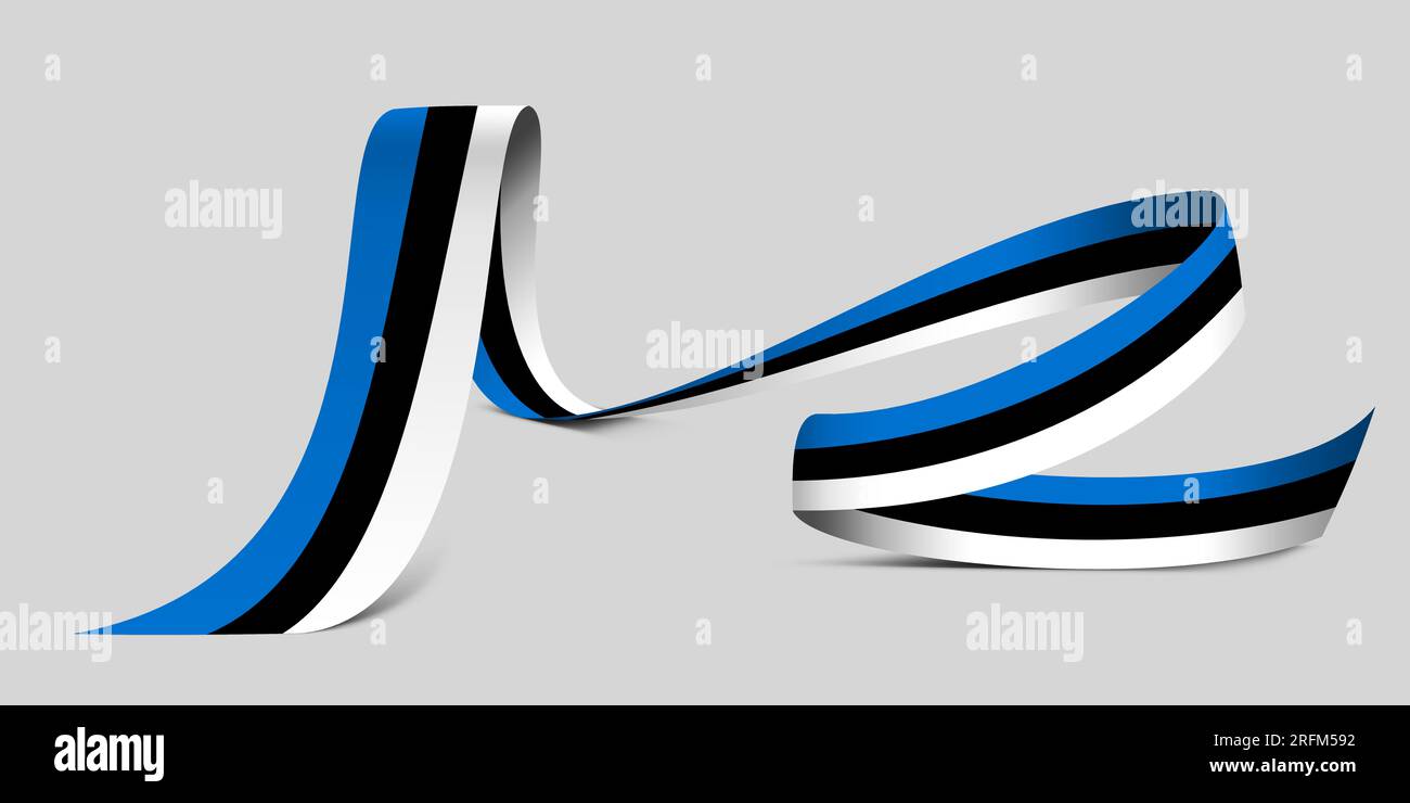 3D illustration. Flag of Estonia on a fabric ribbon background Stock ...