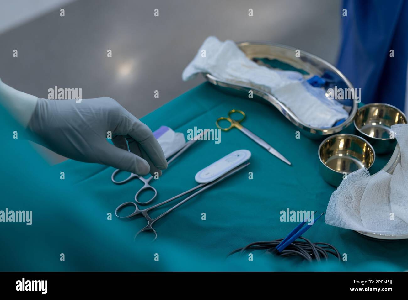 Close up of african american male surgeon preparing surgical ...