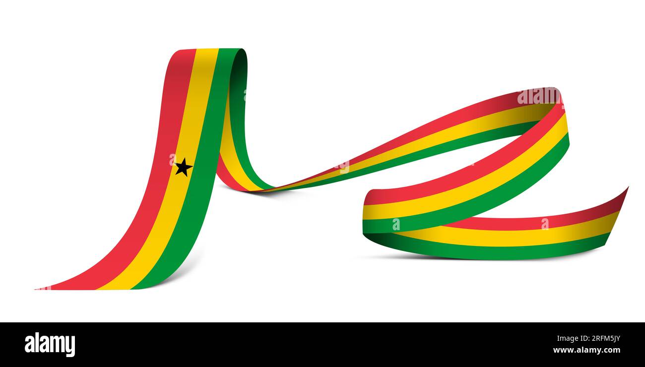 3D illustration. Flag of Ghana on a fabric ribbon background Stock ...