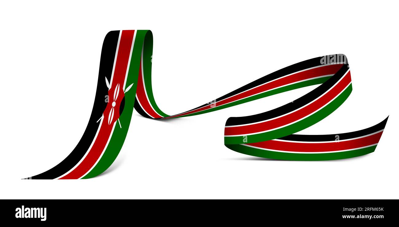 3D illustration. Flag of Kenya on a fabric ribbon background Stock ...