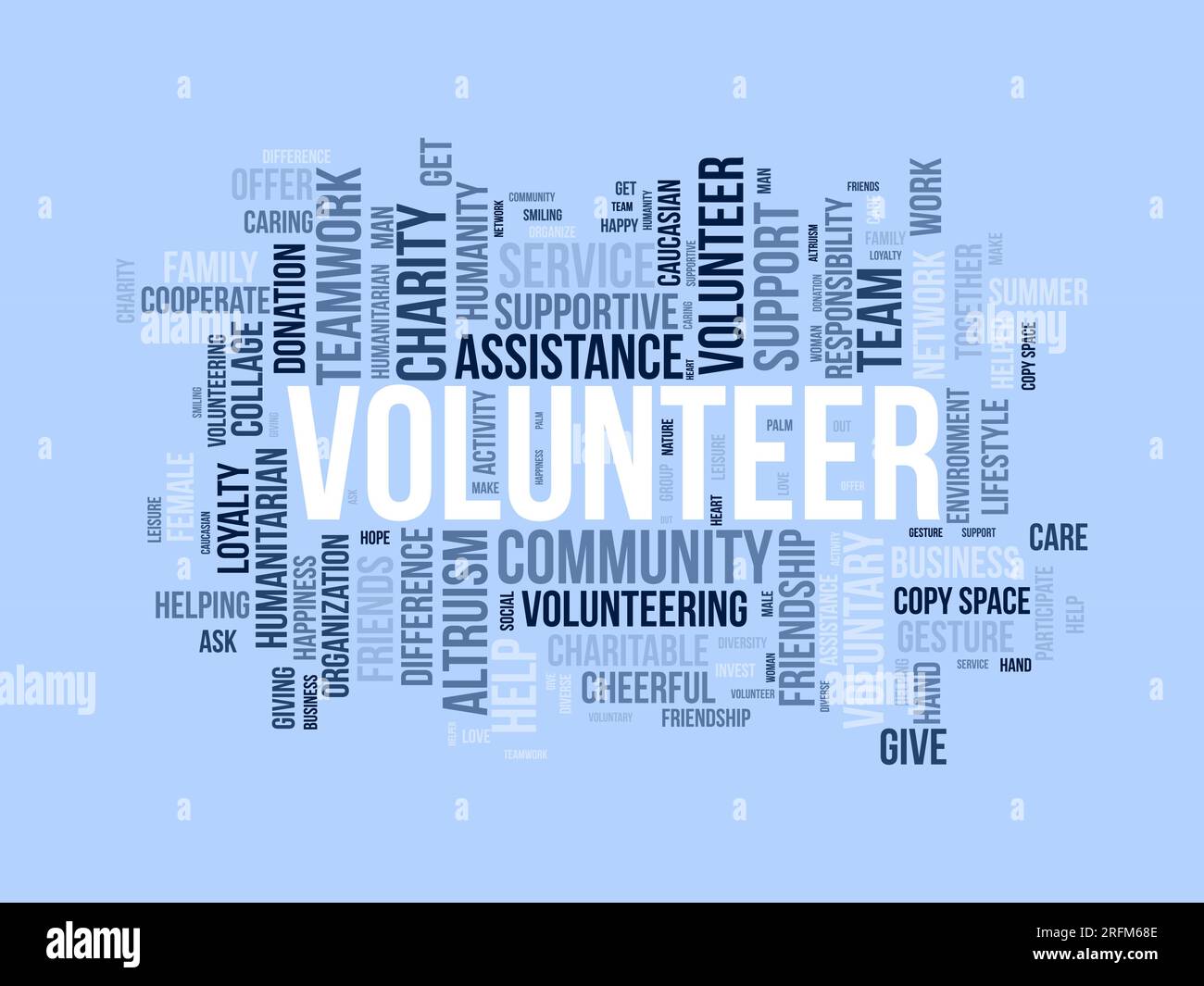 Word cloud background concept for volunteer. Charity support, community ...