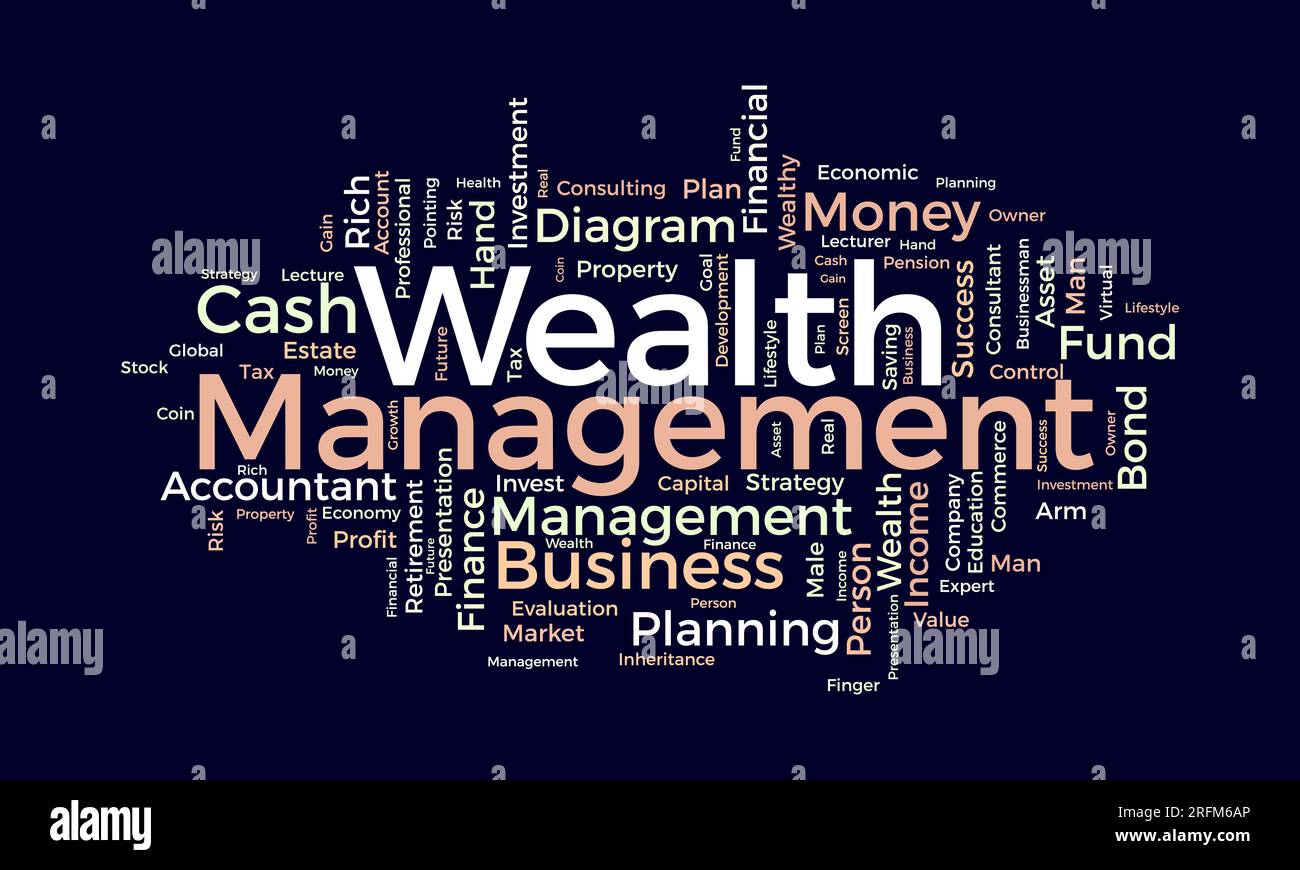 Word cloud background concept for Wealth management. Financial ...