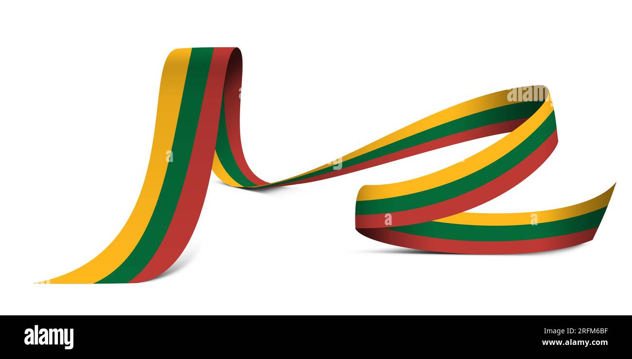 3D illustration. Flag of Lithuania on a fabric ribbon background Stock ...
