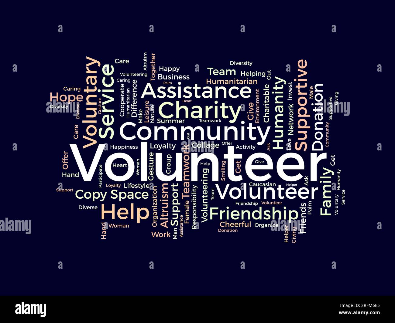 Word cloud background concept for volunteer. Charity support, community ...