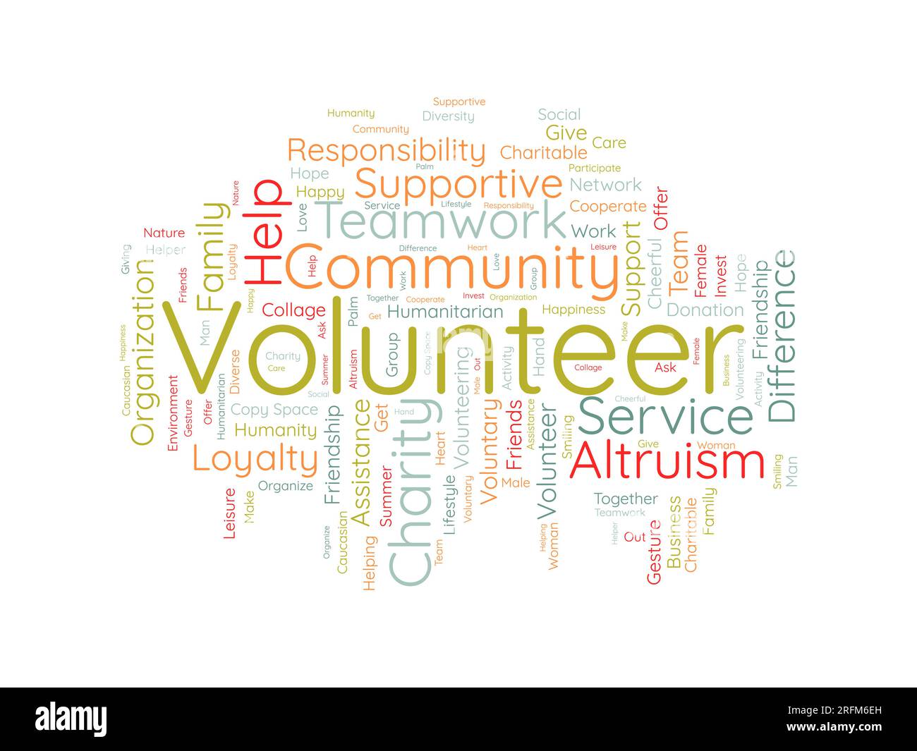 Word cloud background concept for volunteer. Charity support, community ...