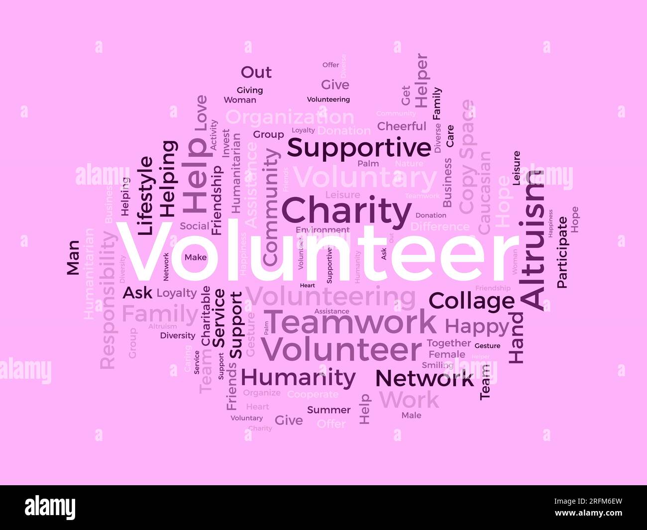 Word cloud background concept for volunteer. Charity support, community ...