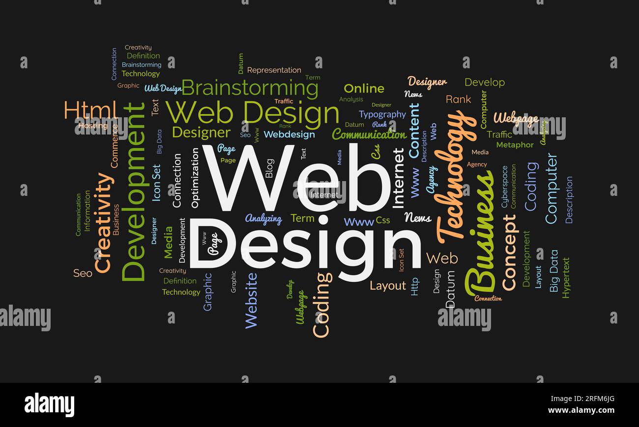 Word cloud background concept for Web design. Website optimization with ...