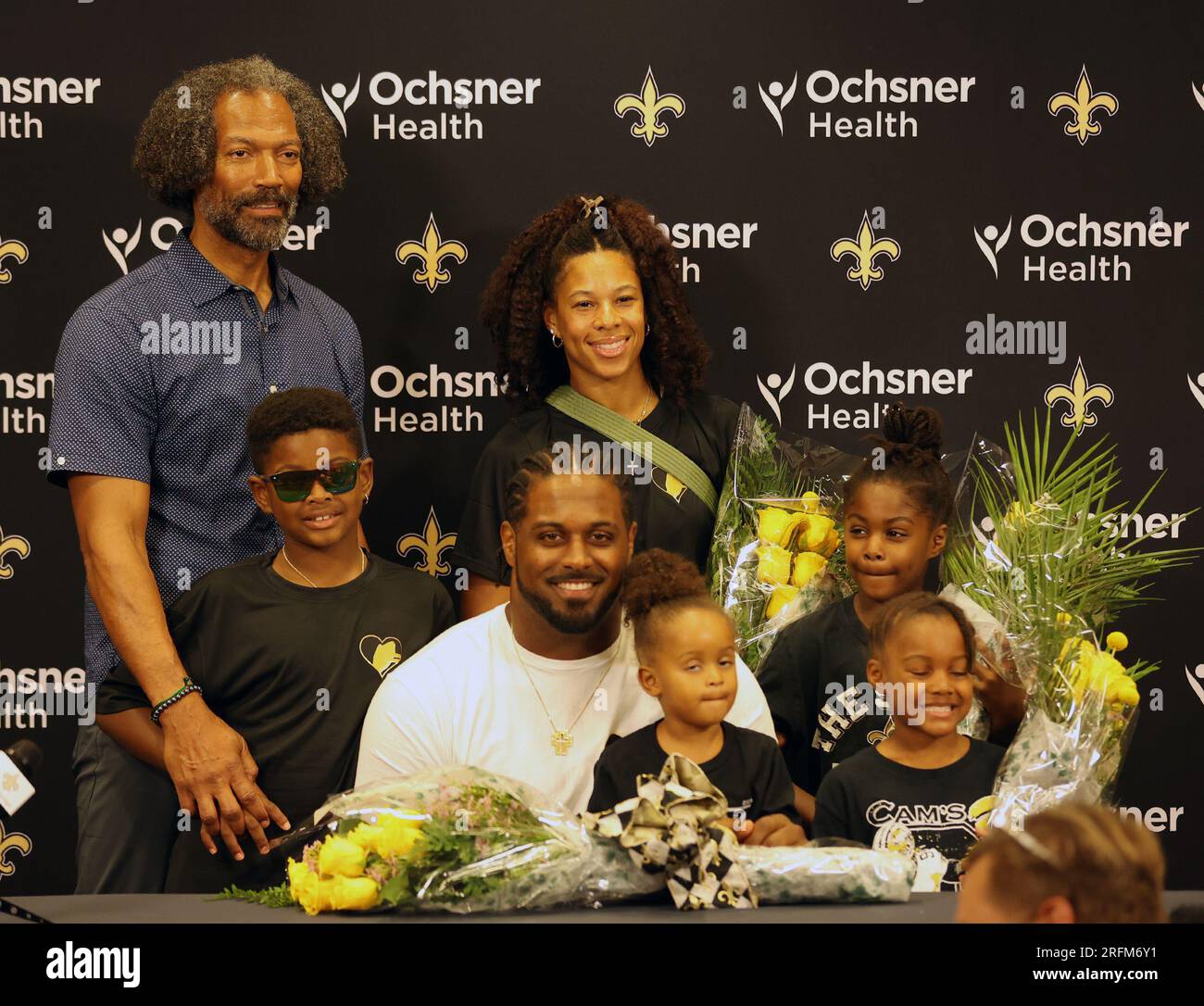 Metairie, USA. 04th Aug, 2023. Defensive end Cam Jordan poses with his ...