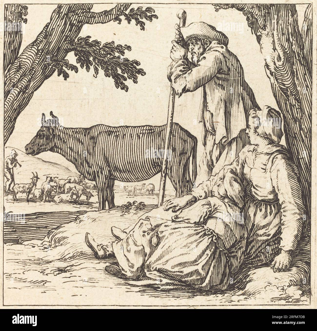 "Jacques Callot, Peasant Couple with Cow, c. 1621, etching, R.L ...
