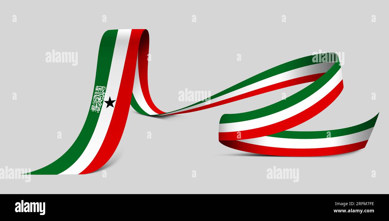 3D illustration. Flag of Somaliland on a fabric ribbon background Stock ...