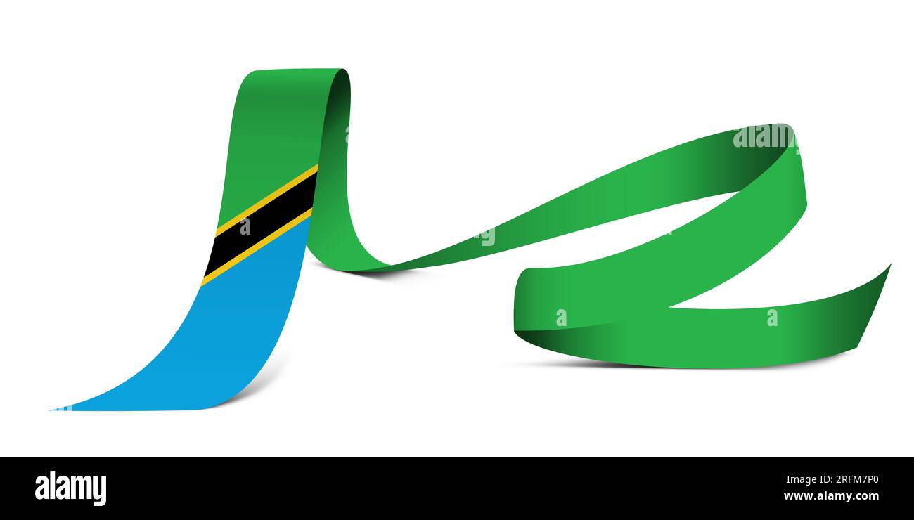 3D illustration. Flag of Tanzania on a fabric ribbon background Stock ...