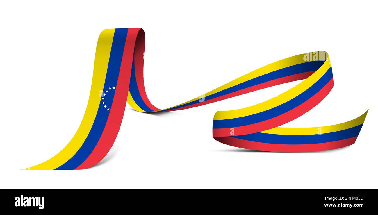 3D illustration. Flag of Venezuela on a fabric ribbon background Stock ...