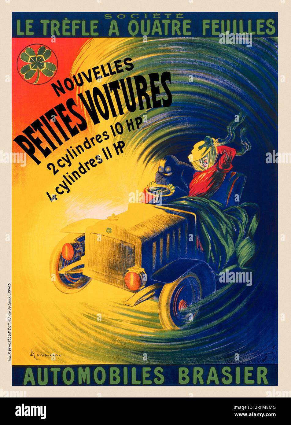 Automobiles Brasier, Nouvelles Petites Voitures - vintage car poster by ...
