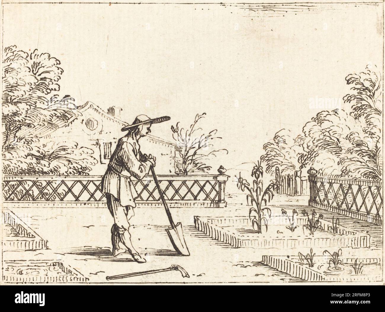 "Jacques Callot, The Gardener, etching, R.L. Baumfeld Collection, 1969. ...