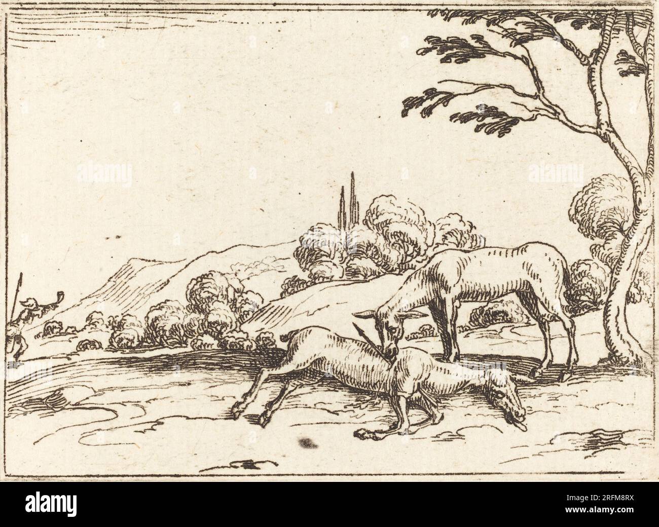 "Jacques Callot, Doe Mourning her Foal, etching, R.L. Baumfeld ...