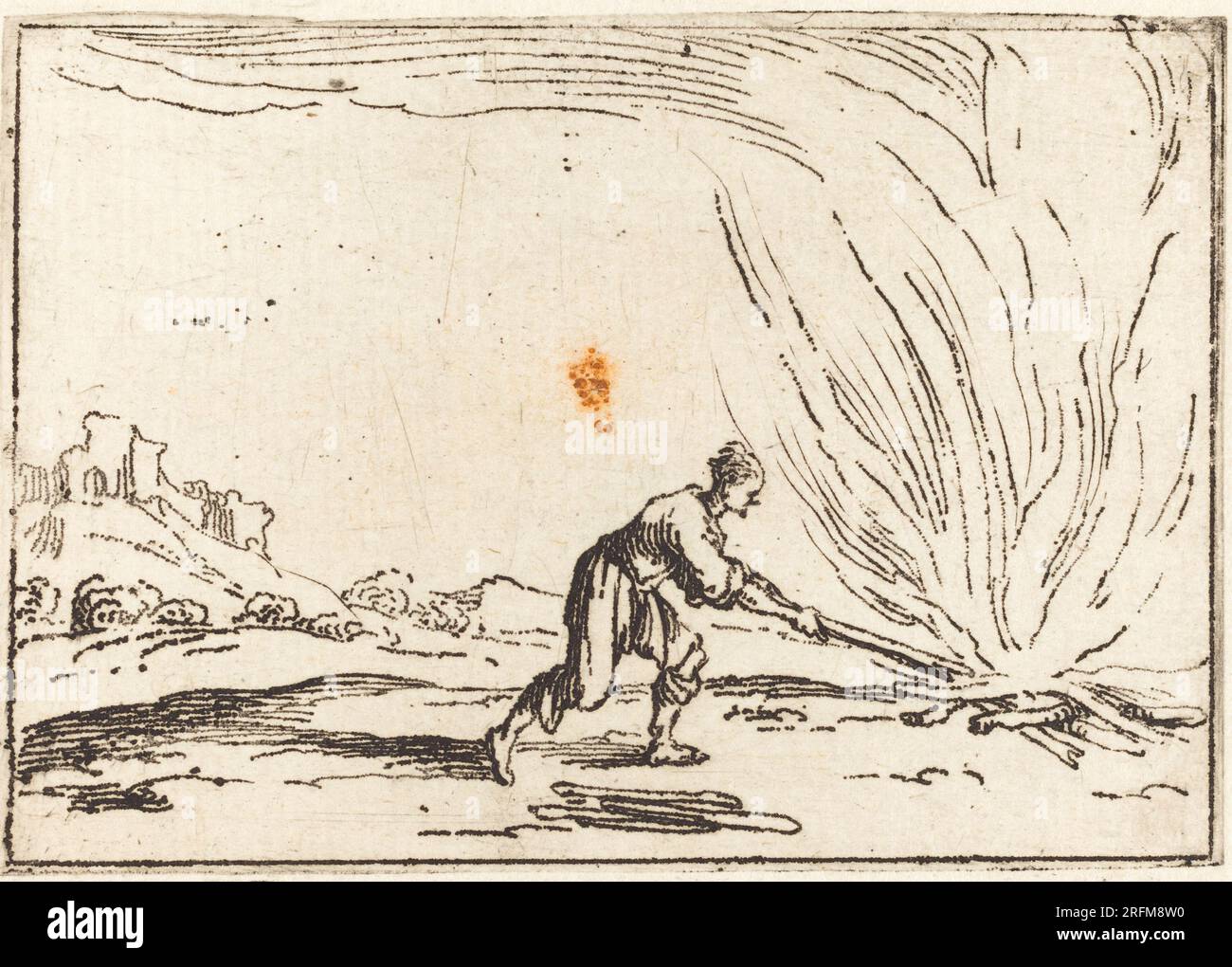 "Jacques Callot, Man Attending a Fire, etching, R.L. Baumfeld ...