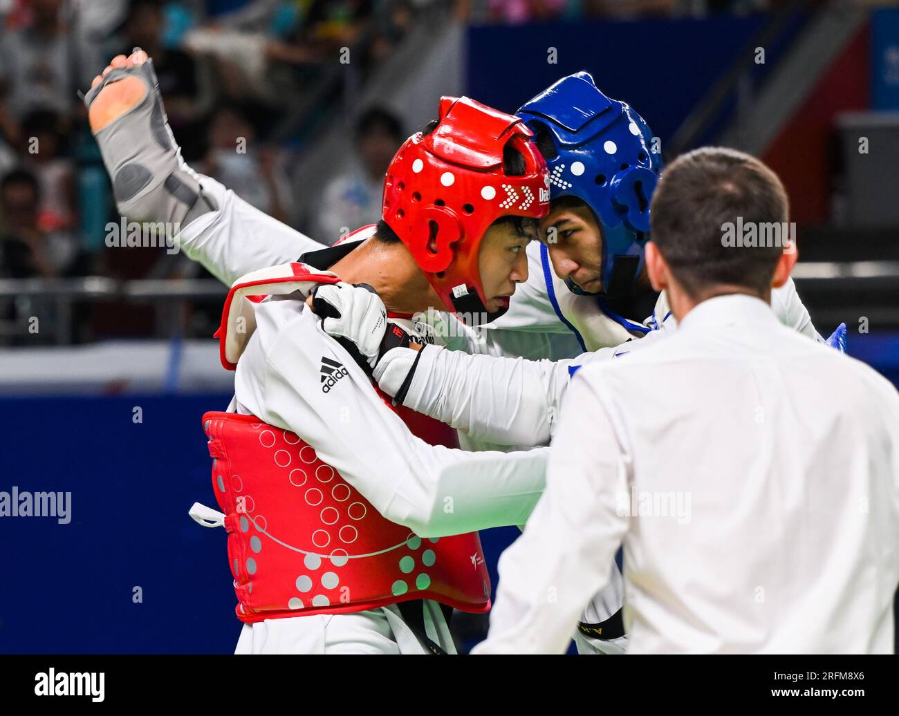 Chengdu, China's Sichuan Province. 4th Aug, 2023. Arian Salimi (C) of ...