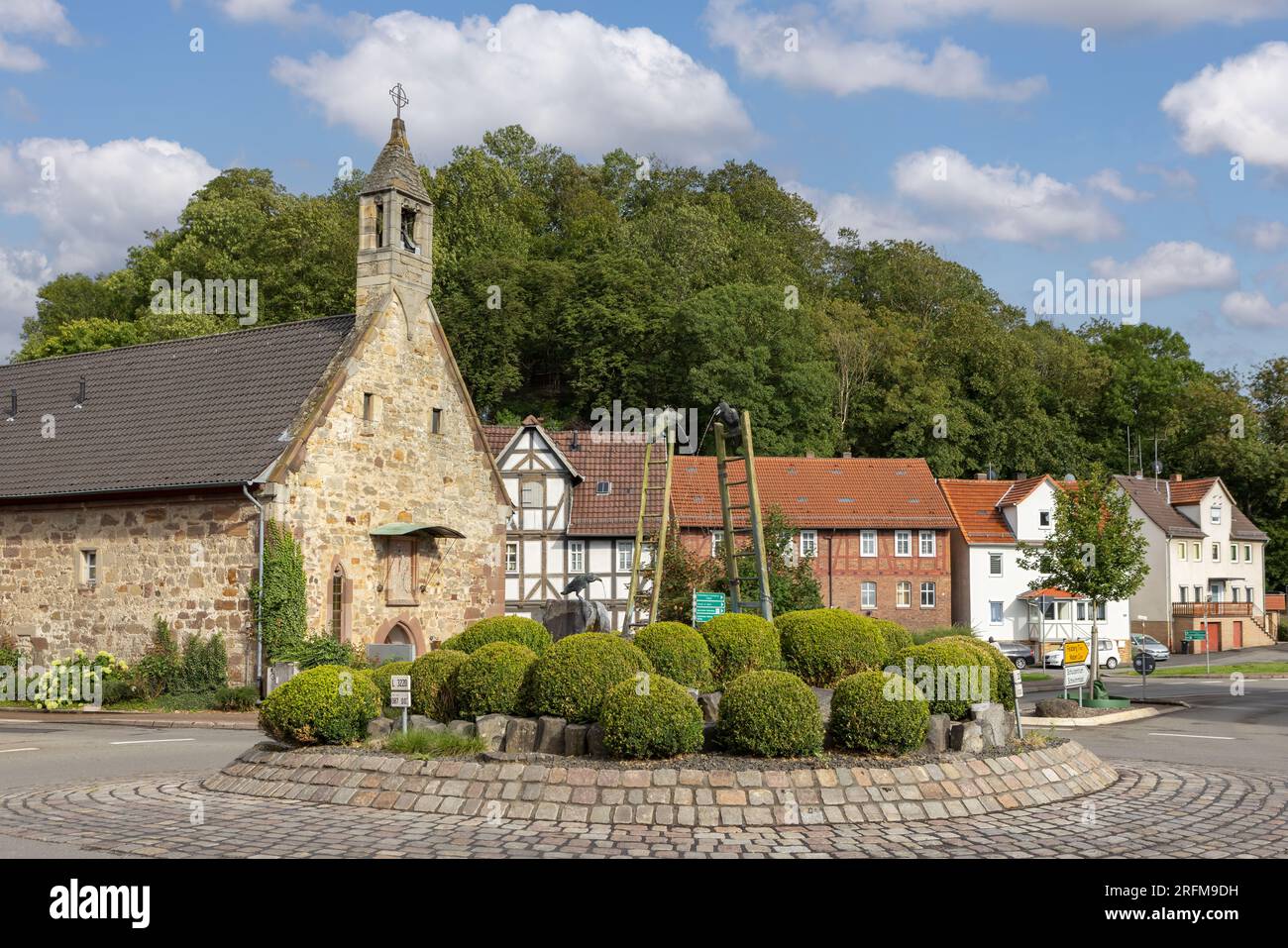 Hospital chapel of the Holy Ghost and fountain sculpture "Der Brunnen ...