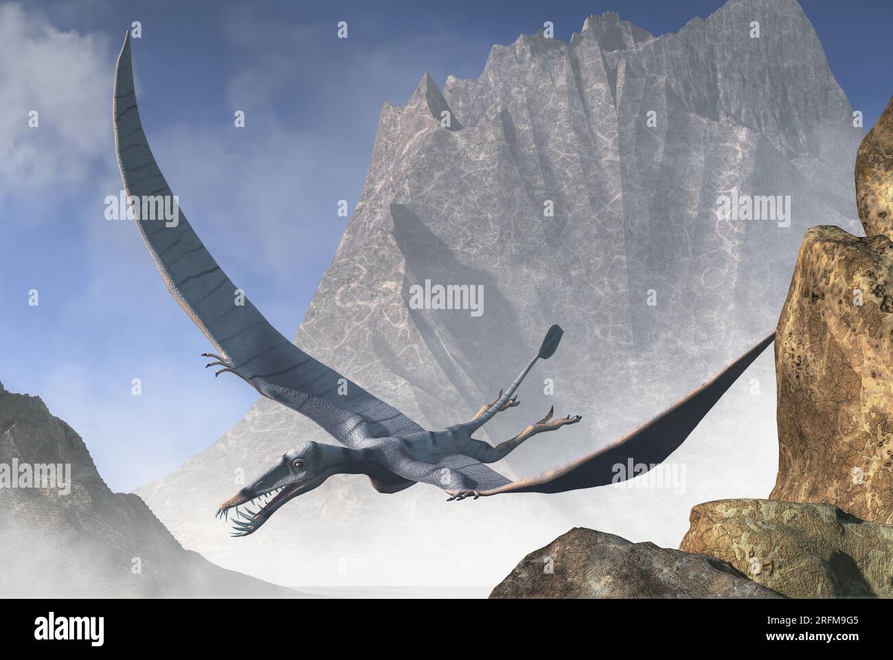 Dorygnathus is an extinct pterosaur that flew in the Jurassic era skies ...