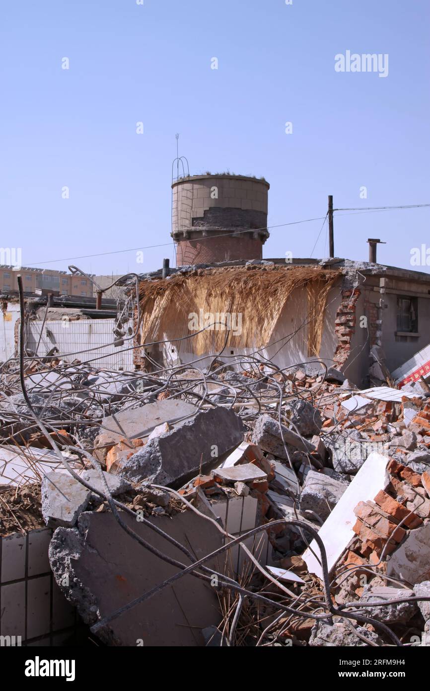 housing demolition materials in the demolition site Stock Photo - Alamy