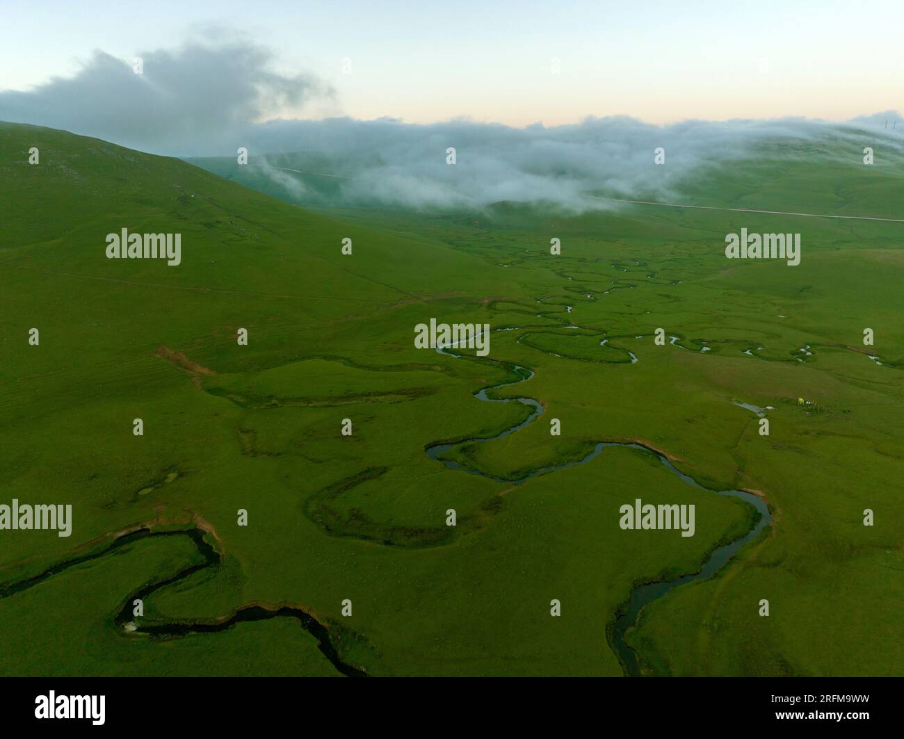 aerial view mountains nature and meander rivers Stock Photo - Alamy