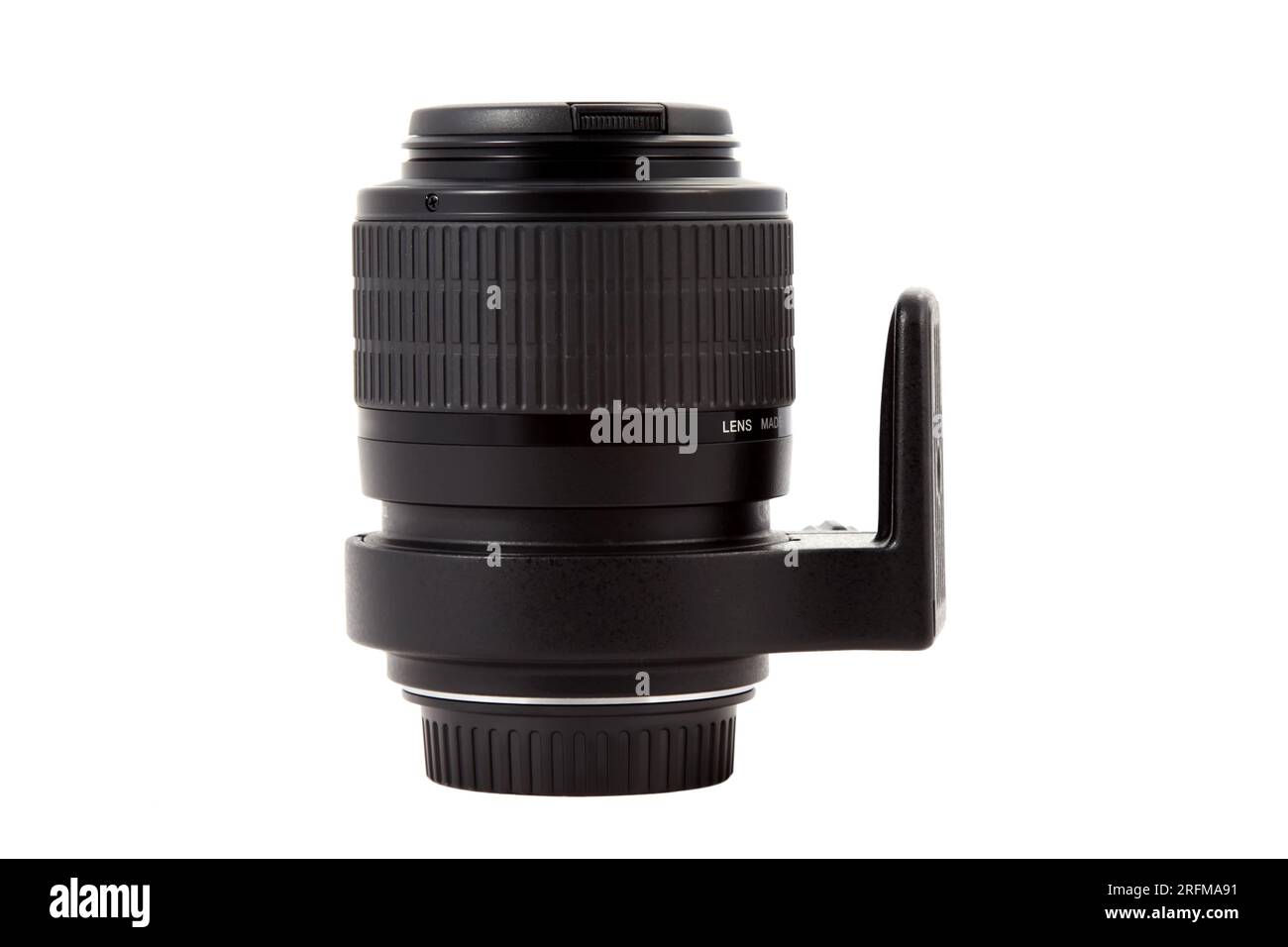 closeup of camera lens, advanced photo equipment on a white background ...