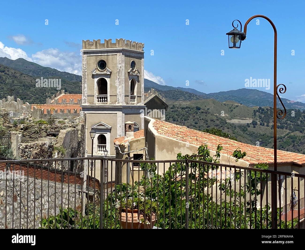 Landscape with scenic bell tower view of the Siculo-Norman style Chiesa ...