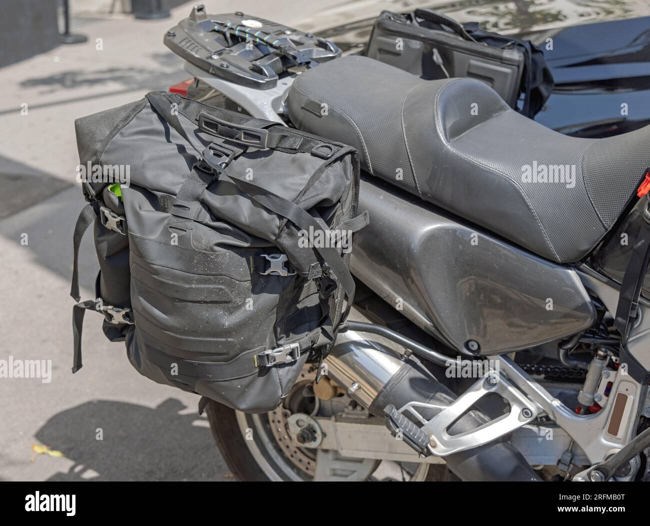 Side Soft Panniers Large Storage Bag at Touring Motorcycle Stock Photo ...