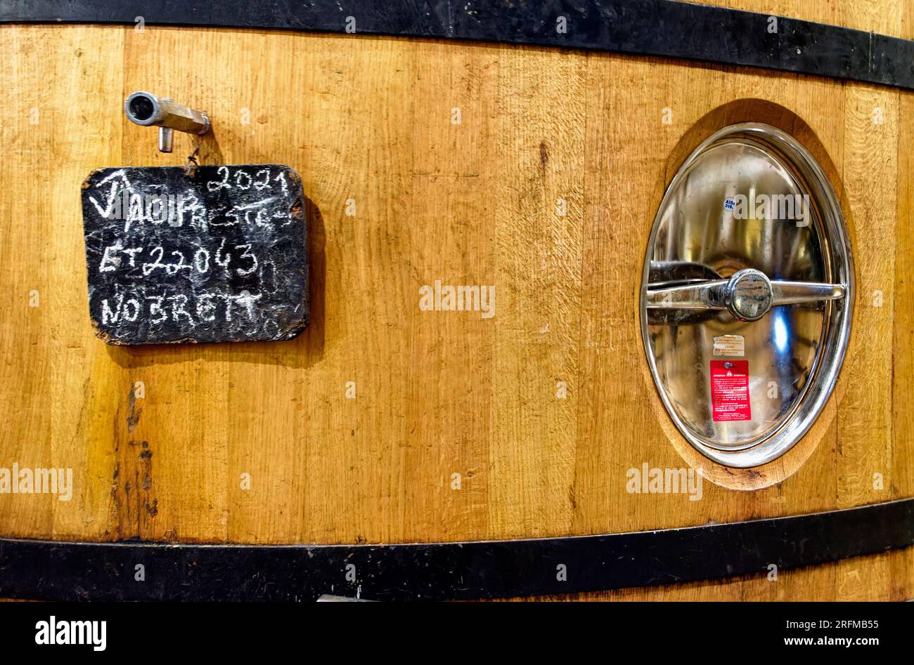Labelling and controls on a vat of fortified wine at the Real Companhia ...